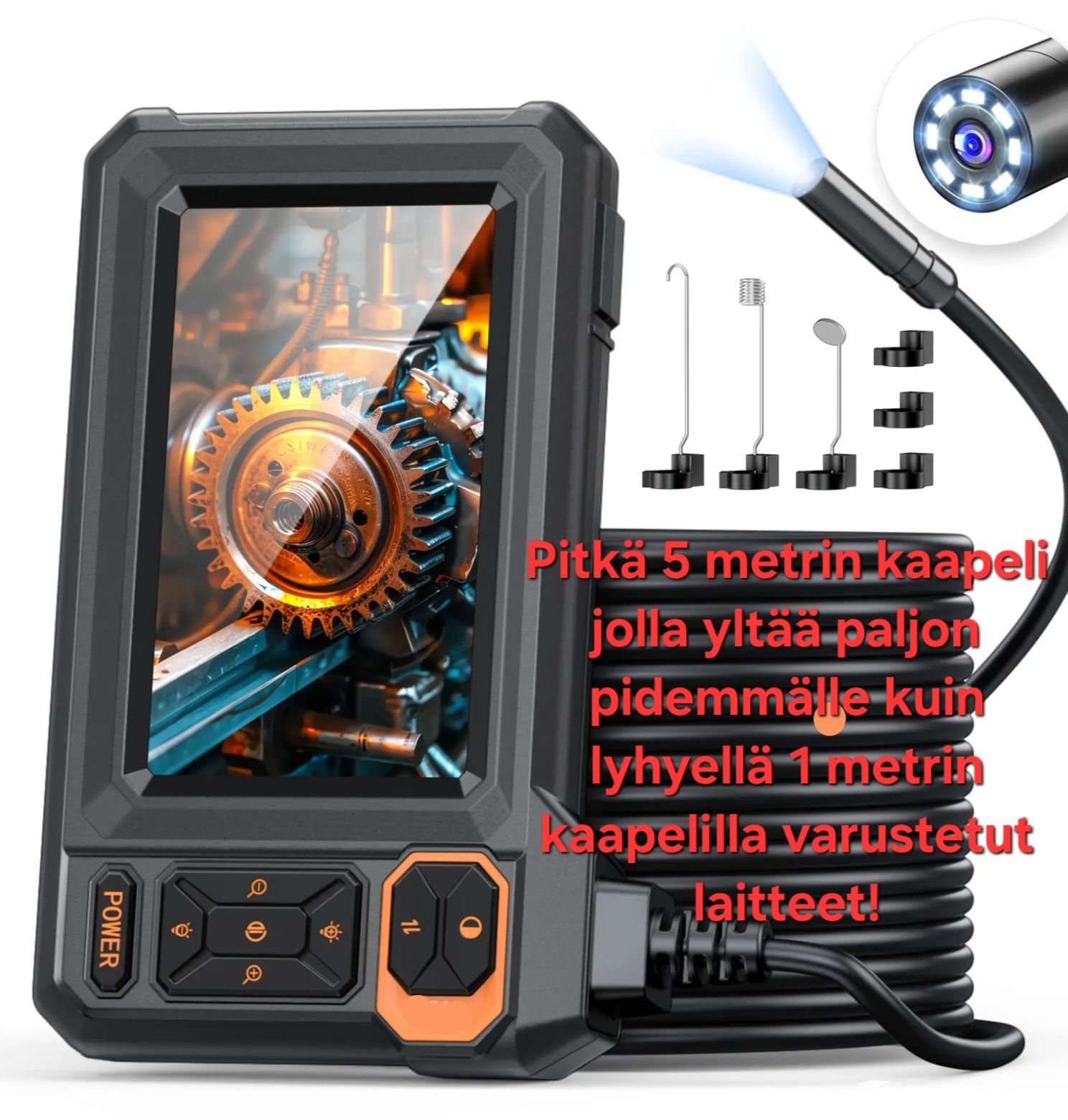 New battery-powered endoscope inspection camera with long 5-metre cable ...