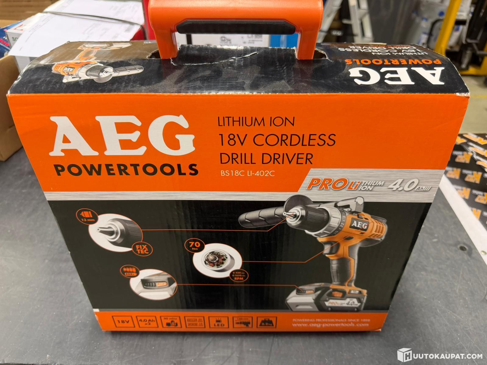 Poistoerä 23 : AEG Akkuporakone 18v 4,0AH, 2x akut, Helsinki | Huutokaupat.com