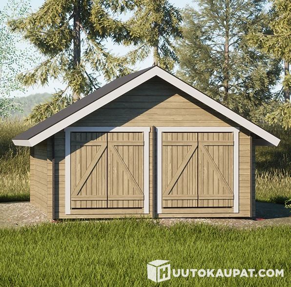 LP Garden S20 Hirsilato epäkurantti, 20m2 4000x4900mm Puulato 2-Ovella ...
