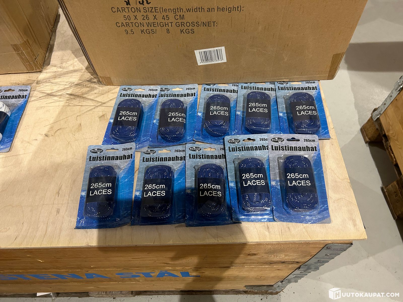 195 pcs final batch: Wildstep skate laces Strong 265 cm, blue — unit €5 ...