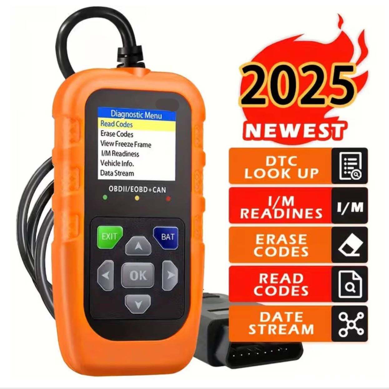 New 2025 model OBD2 fault code reader with Finnish-language menus and ...