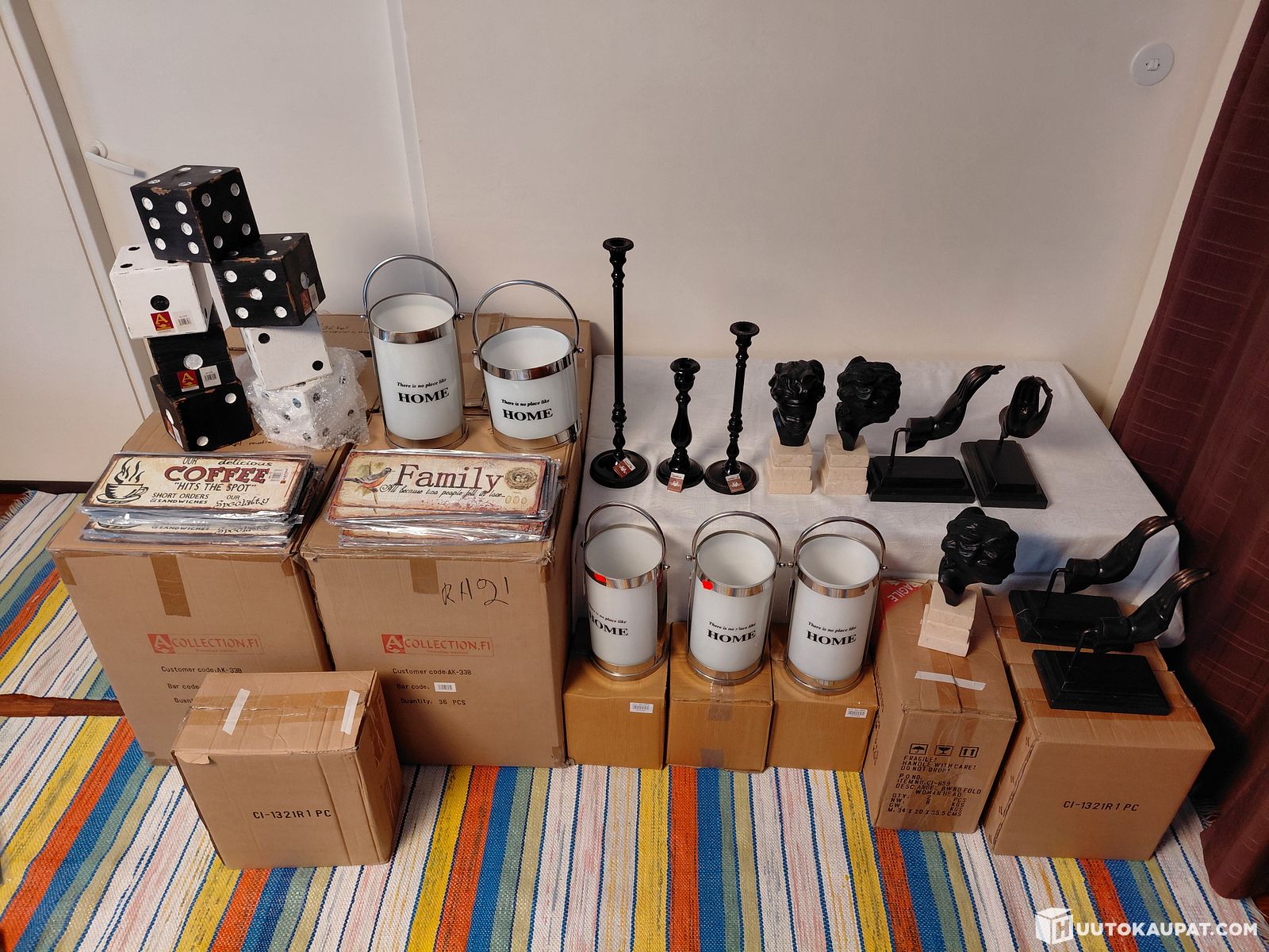 Tin signs, glass lanterns, statues, giant dice, candlesticks, new ...