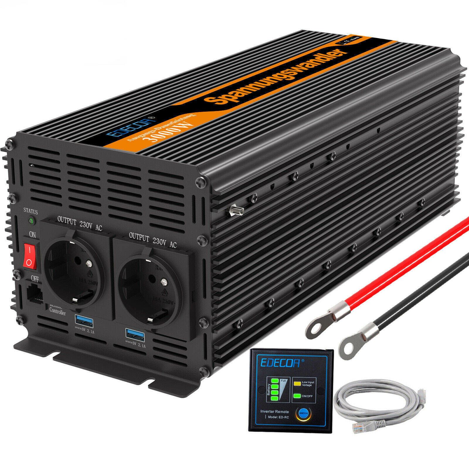 Tehokas 3000W / 6000W Invertteri 12V 230V Kauko-ohjaimella, UUSI!, Korsnäs | Huutokaupat.com
