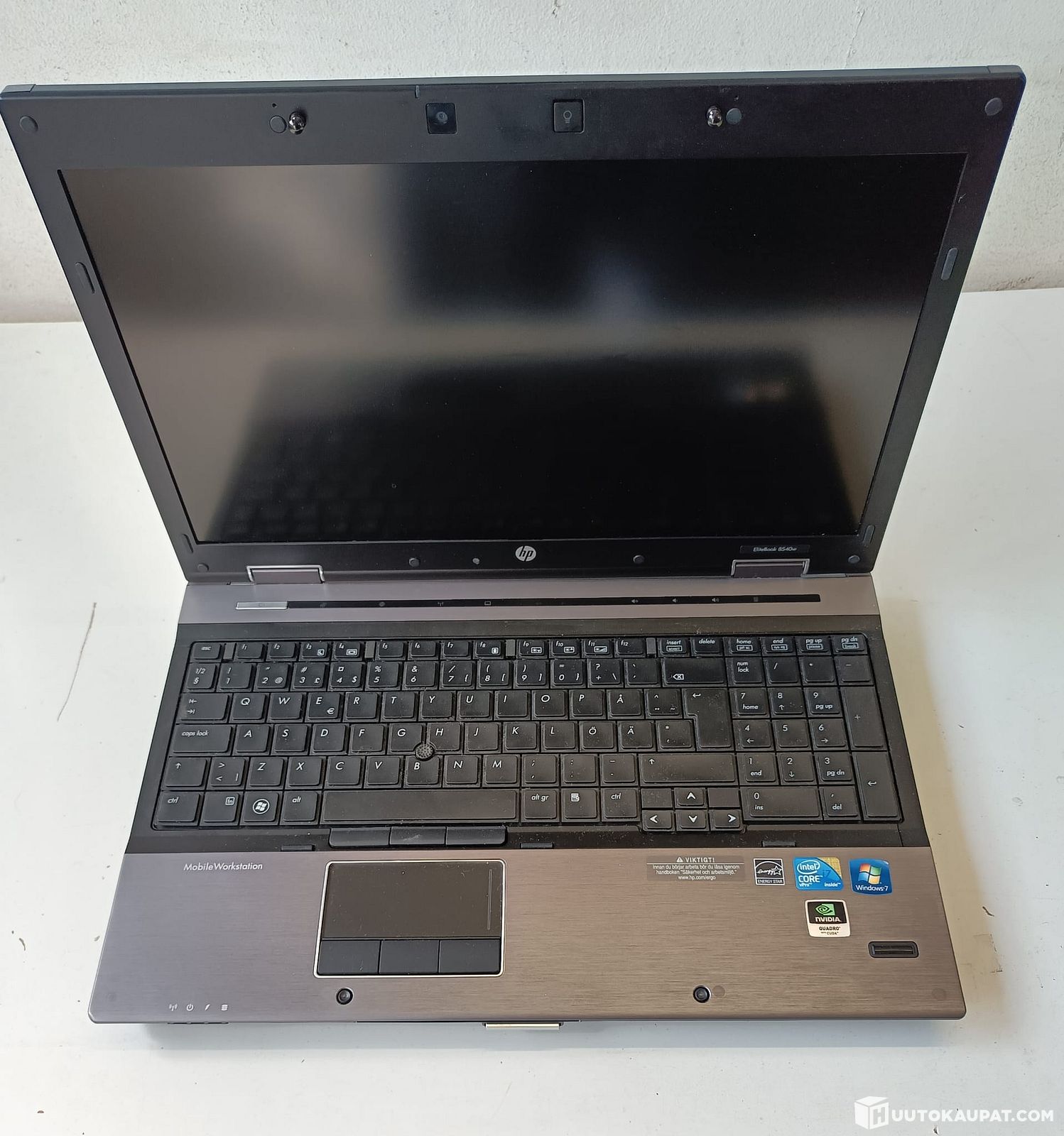 HP EliteBook 8540w 15.6” FHD, i7-620M/8GB Ram/256GB SSD/Windows 11 Pro, Oripää | Huutokaupat.com