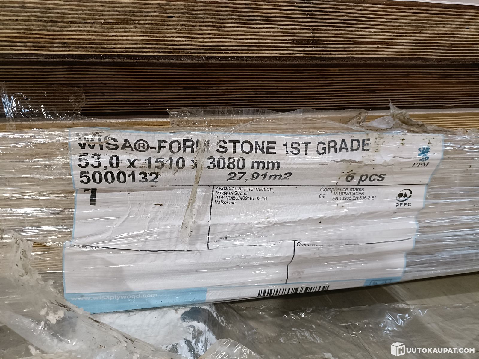 Filmivaneri 53 mm 1510x3080 Wisa-Form/Stone/ grade 6 kpl- Huom! Nippu ...