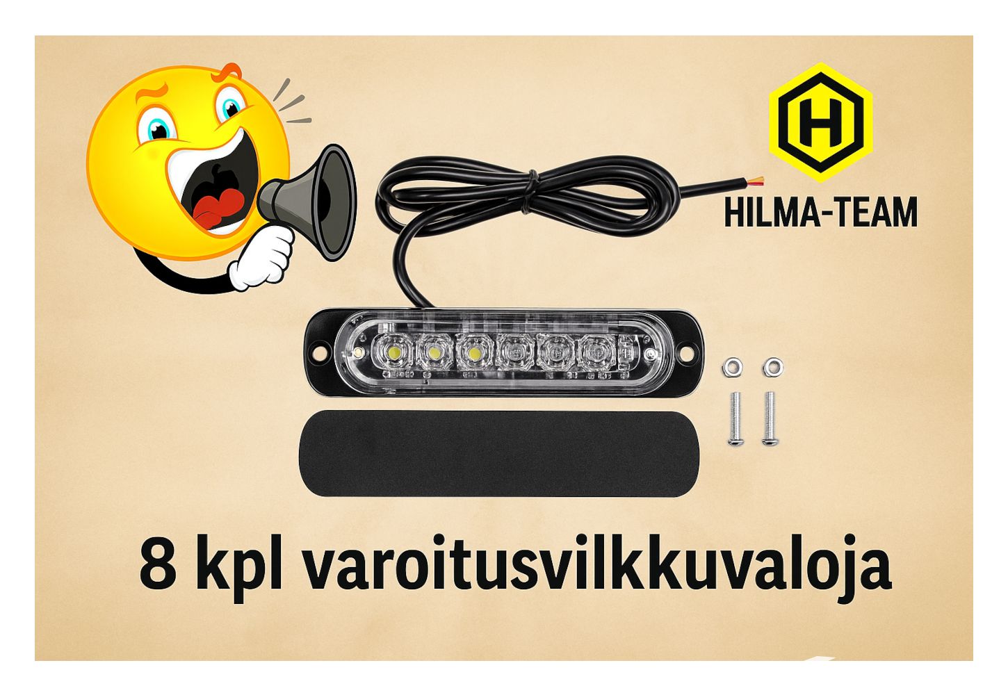 🚨 8 kpl 6LED Varoitusvilkkuvalo – Oranssi, 12–24V, IP67, Hämeenlinna | Huutokaupat.com