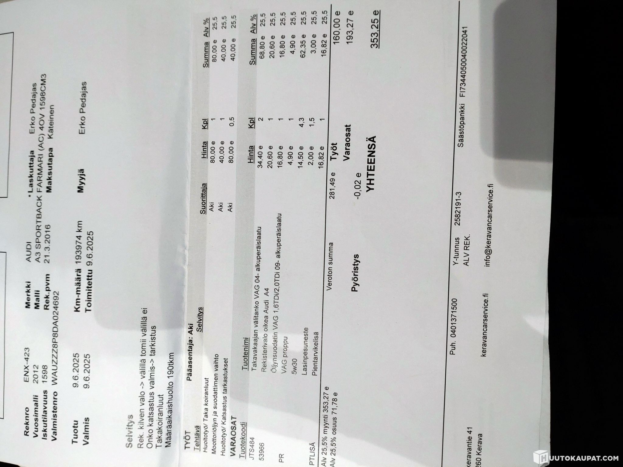 Audi A3 Sportback Ambition 1,6 TDI (DPF) 77 kW Start-St, 2012, Espoo ...