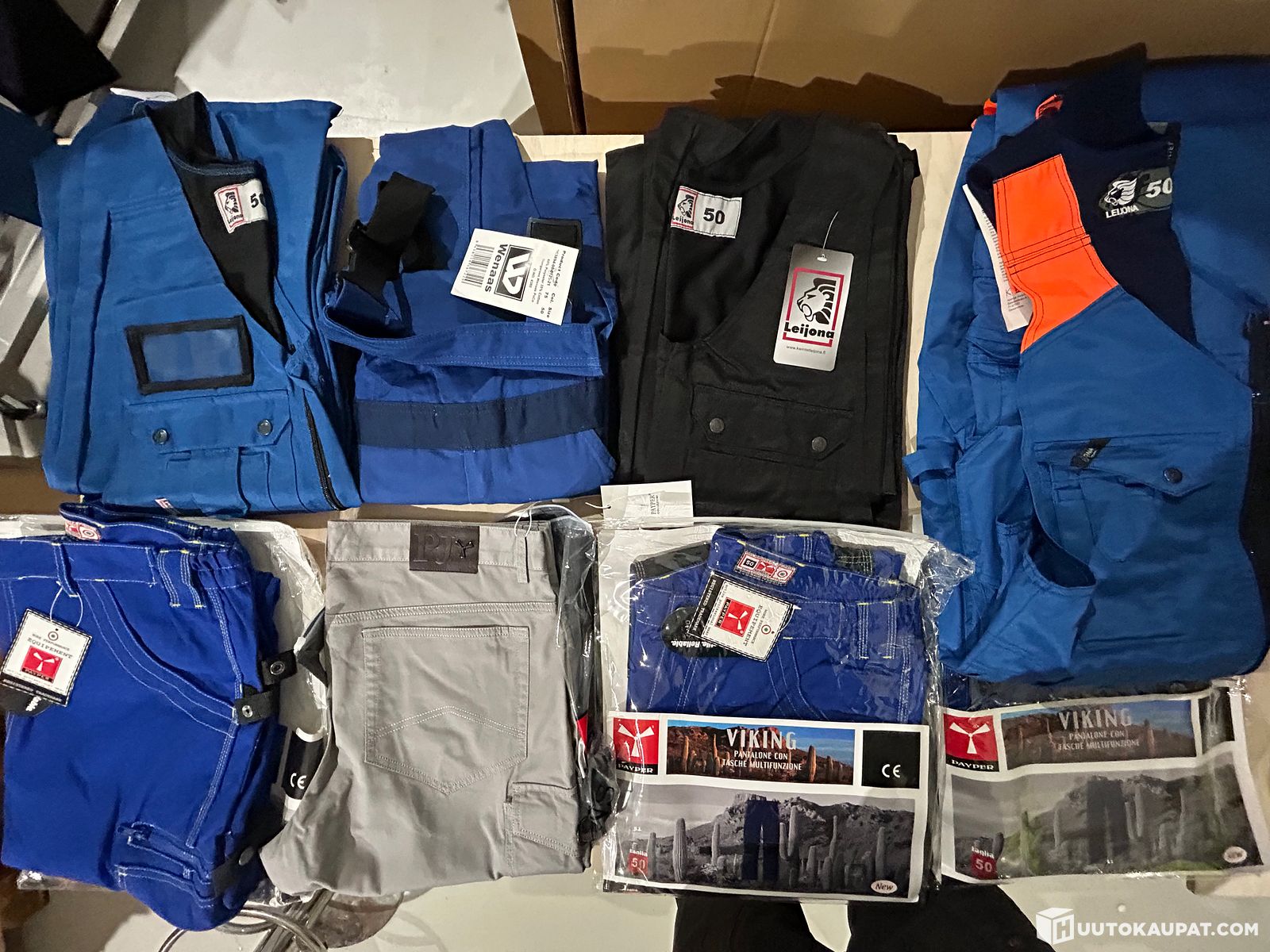 Lot of 8 men's work trousers and open overalls (Leijona, Wenaas, Payper ...