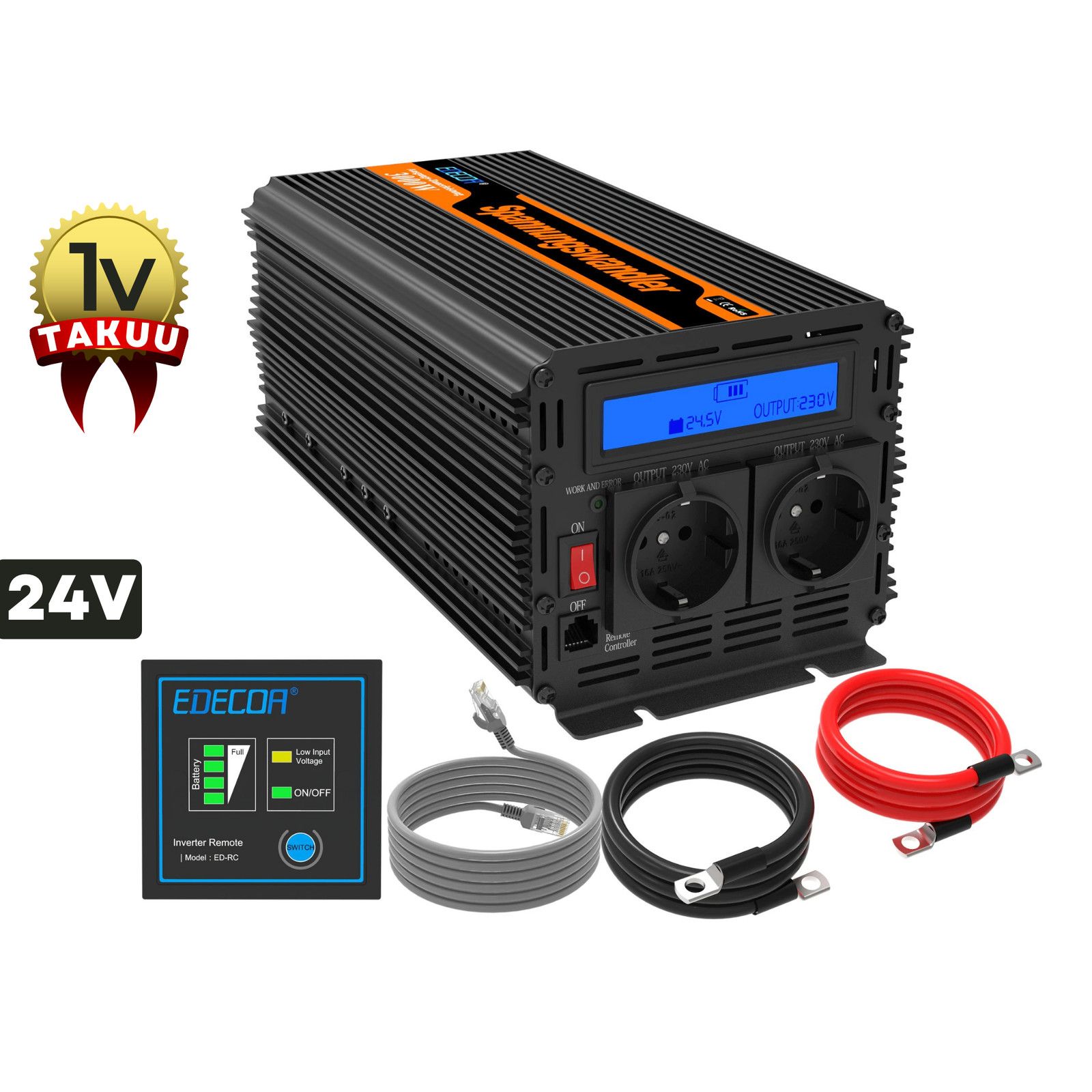 TEHOKAS 24V 3000W / 6000W Invertteri | 24V -> 230V | UUSI | TAKUU |, Kerava | Huutokaupat.com