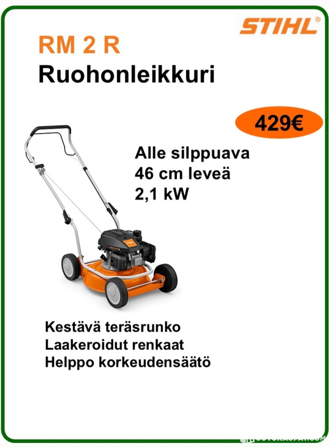 Stihl ruohonleikkuri Rm 2 R + lisävarusteet, Mäntyharju | Huutokaupat.com