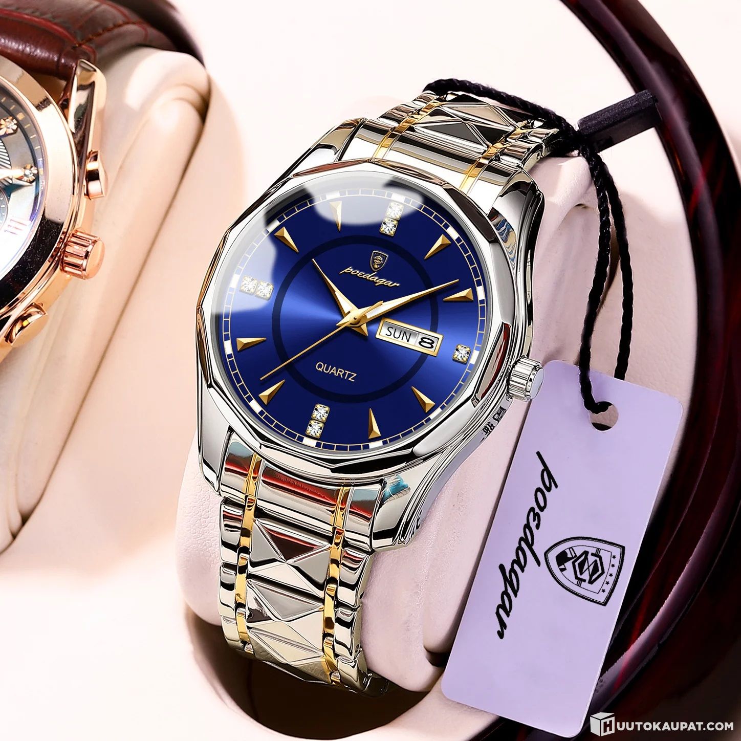 UUSI Poedgar upea miesten hopea/kulta kello, JOPA VEDENKESTÄVÄ ...