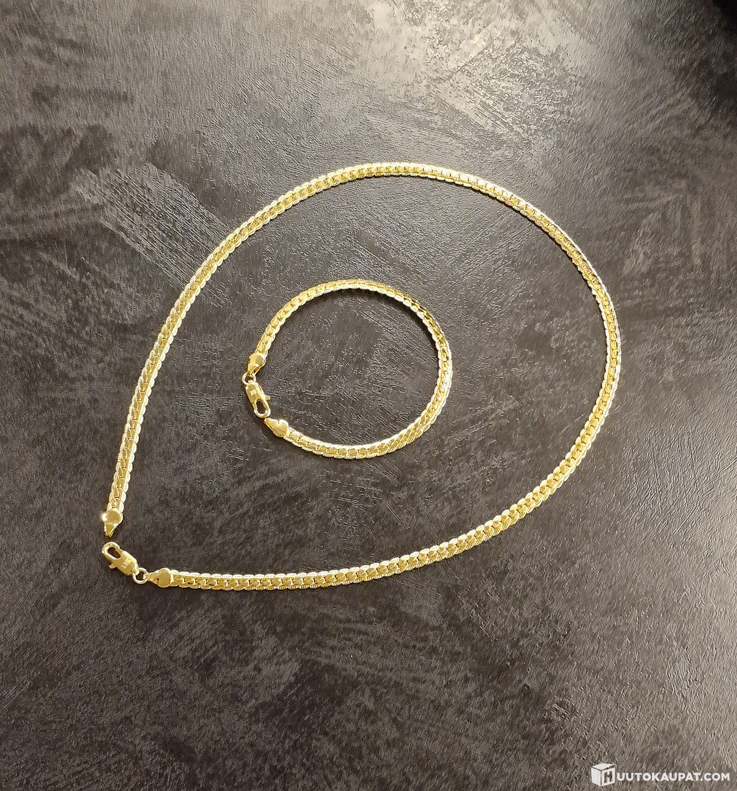 Kaula ja ranne panssariketju 18K kullattu, Nurmijärvi | Huutokaupat.com